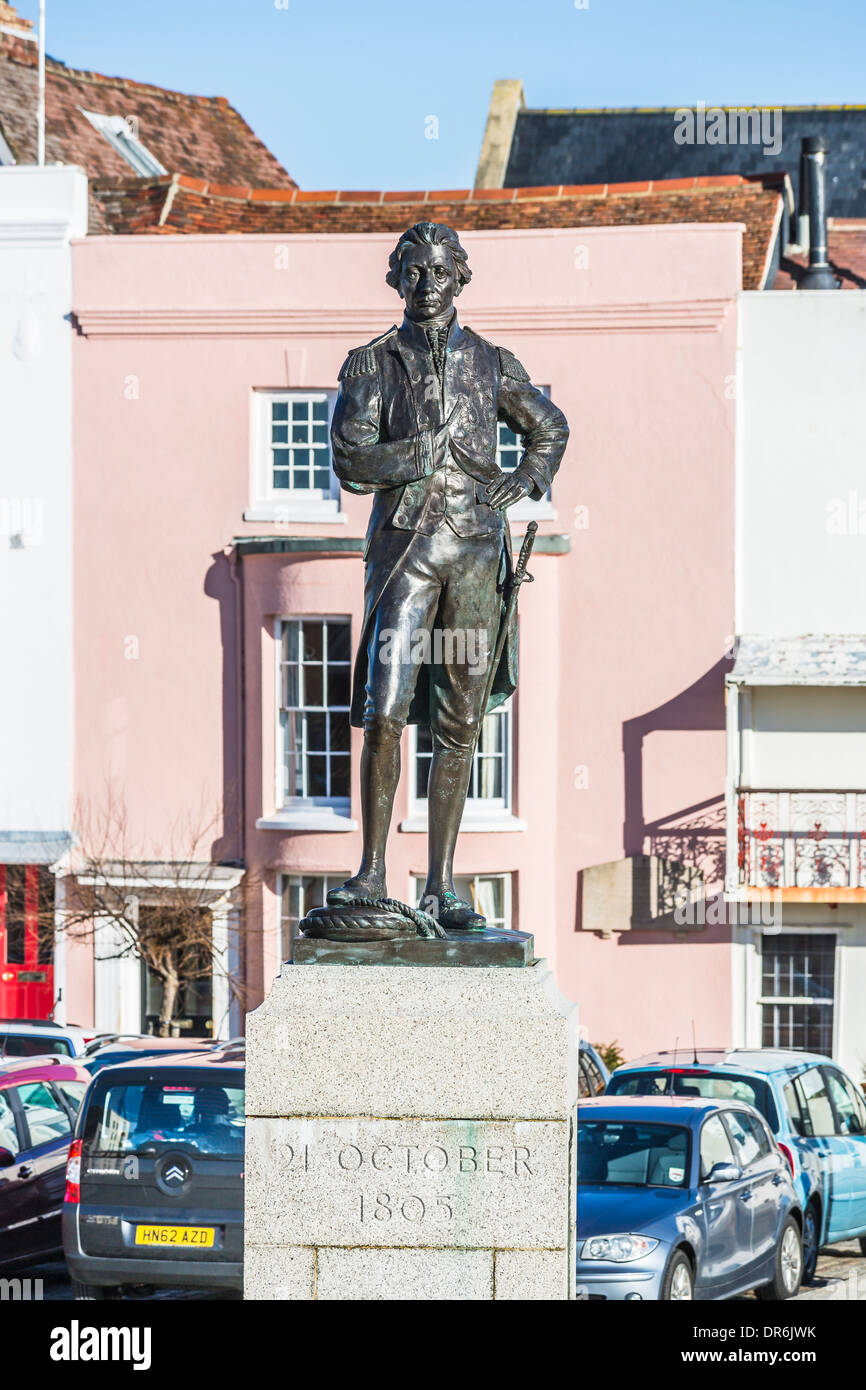 Statue of Admiral Lord Nelson, hero of Battle of Trafalgar, 21 October ...
