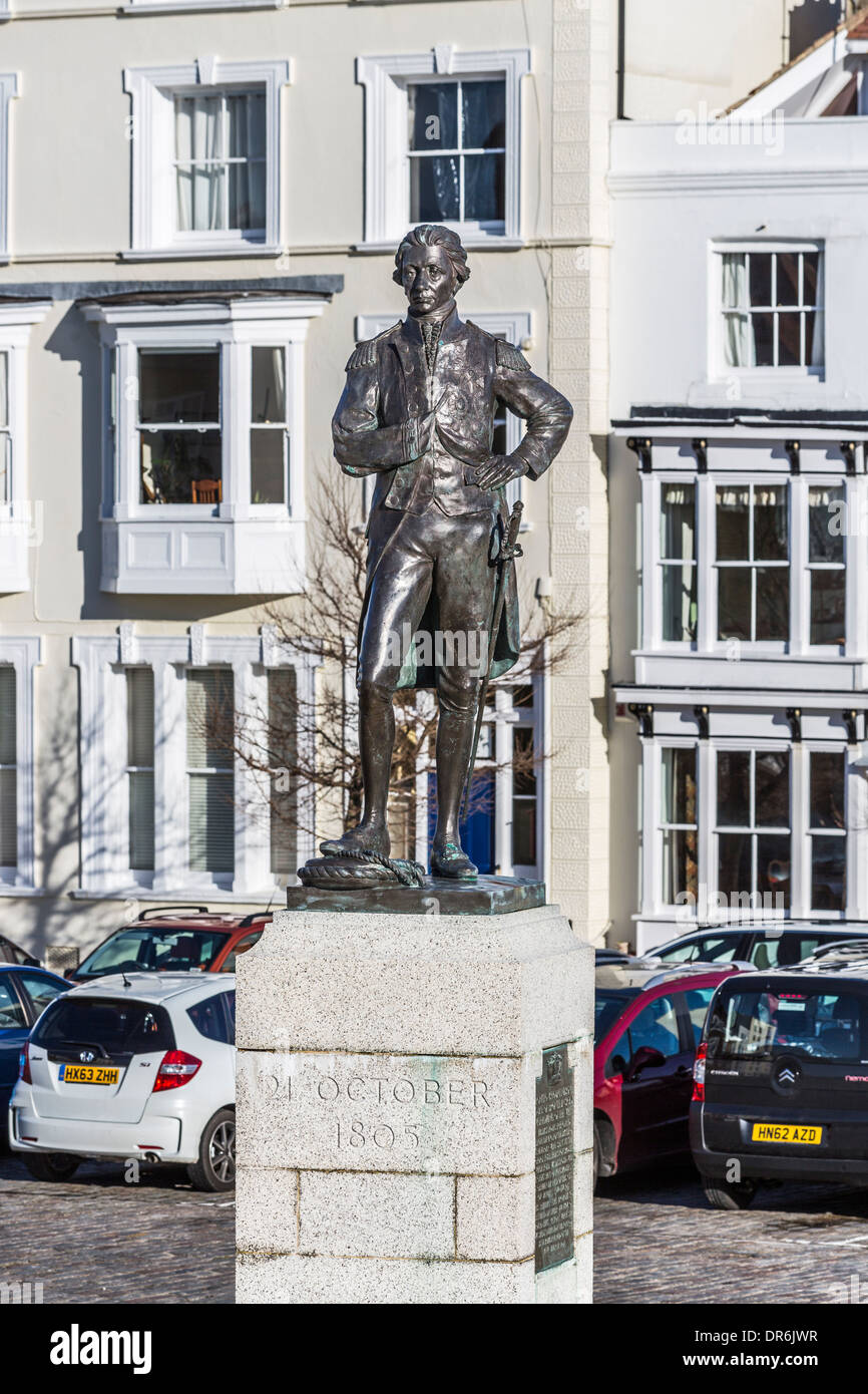 Statue of Admiral Lord Nelson, hero of Battle of Trafalgar, 21 October ...