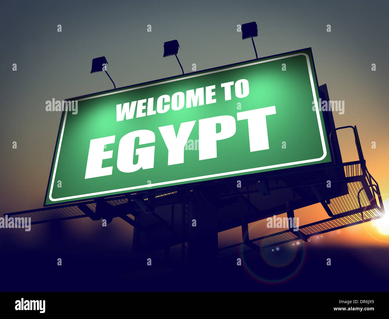 Billboard Welcome to Egypt at Sunrise Stock Photo - Alamy
