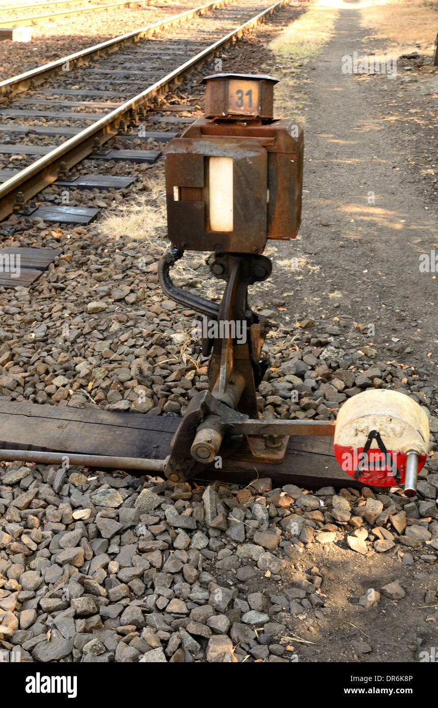Railway station Szeged Hungary switch rails Stock Photo - Alamy