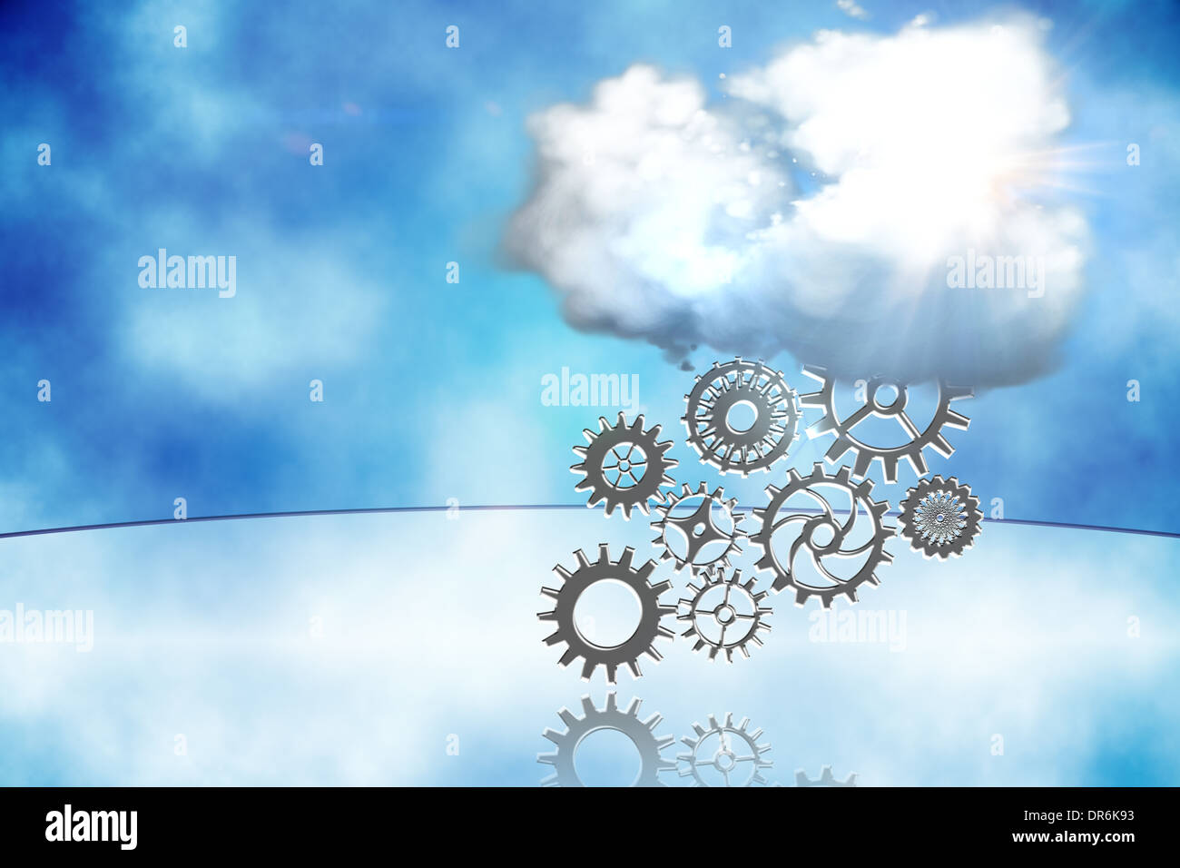 Cloud with cogs and wheels Stock Photo - Alamy