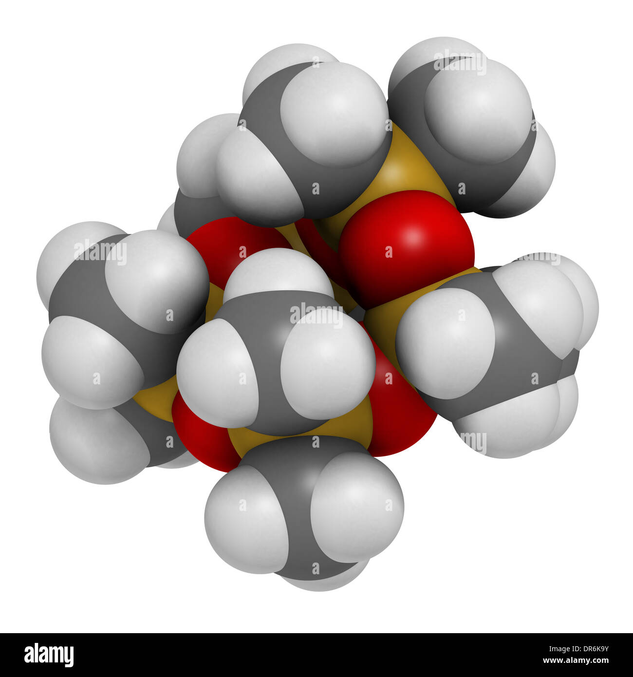 Decamethylcyclopentasiloxane (D5) molecule. Cyclic silicone chemical ...