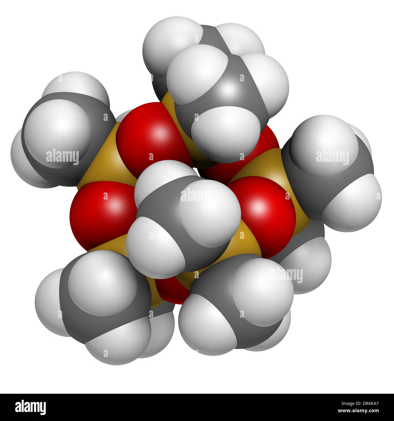 Decamethylcyclopentasiloxane (D5) molecule. Cyclic silicone chemical ...
