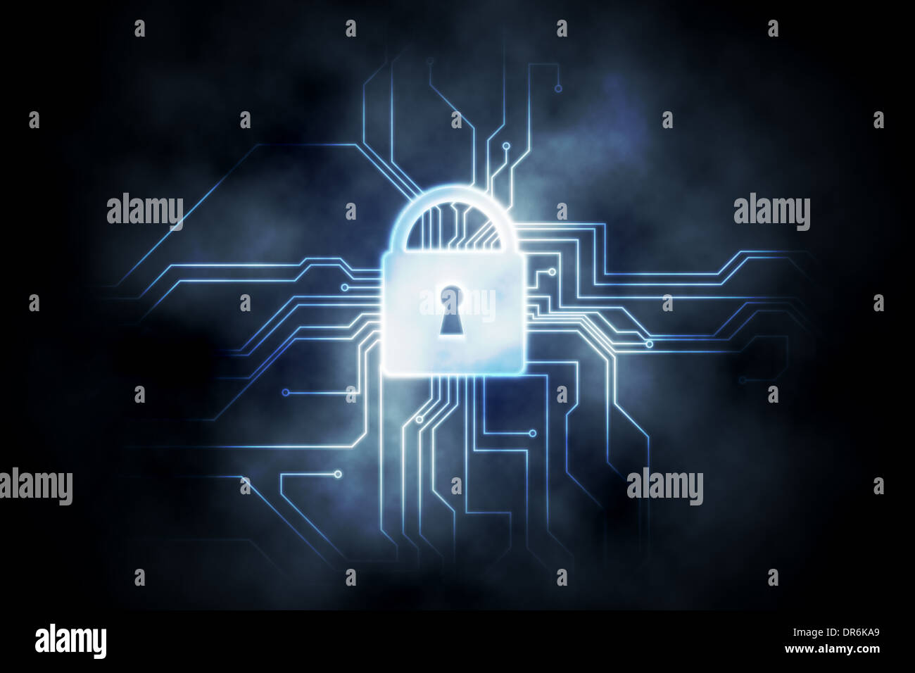 Circuit board and lock graphic Stock Photo - Alamy