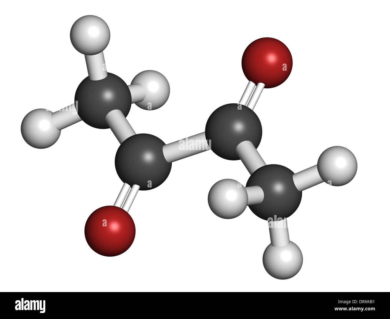 Diacetyl (butanedione) molecule. Responsible for taste of butter. Used ...