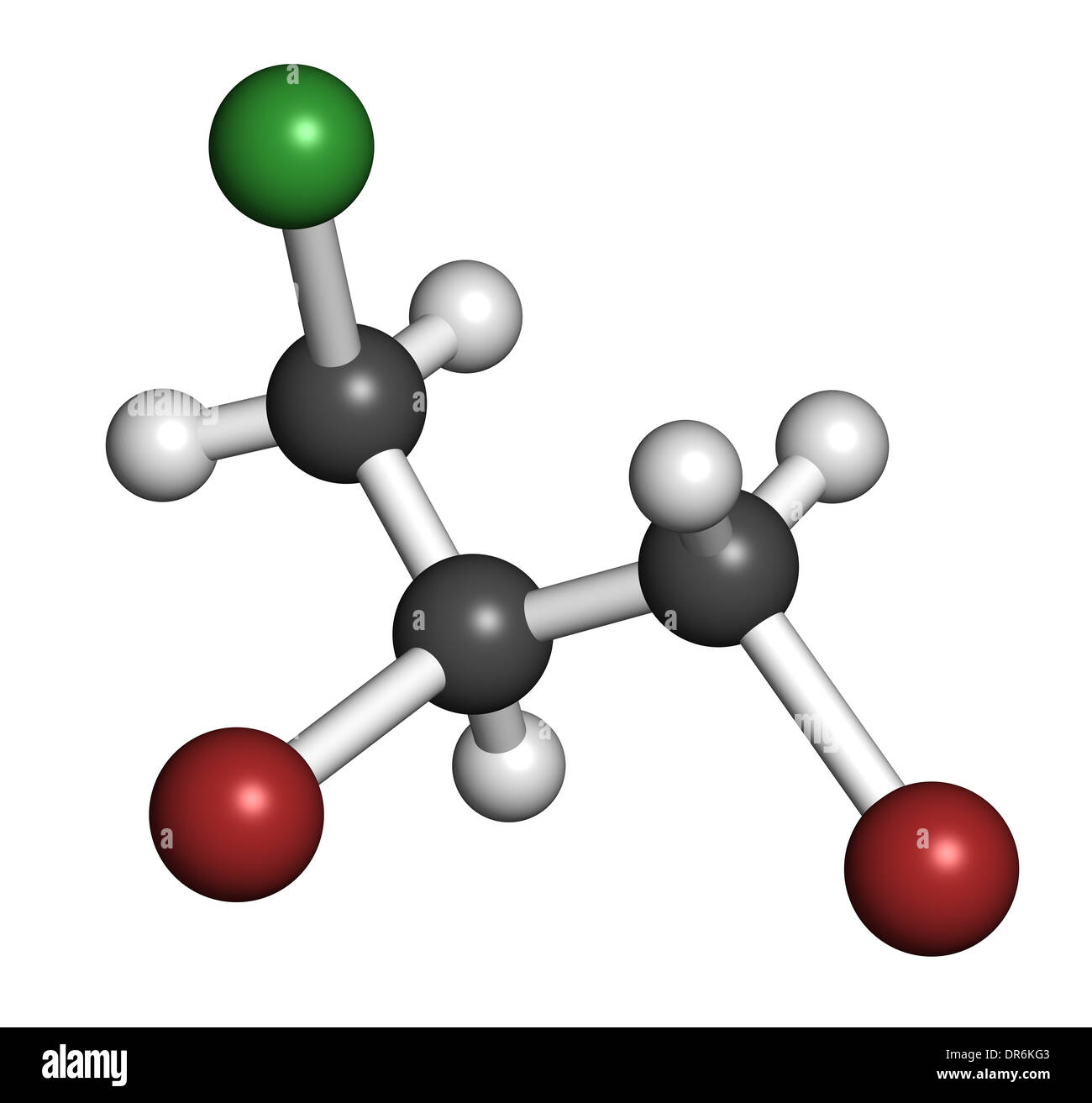 Dibromochloropropane (DBCP) soil fumigant molecule. Nematicide used in ...