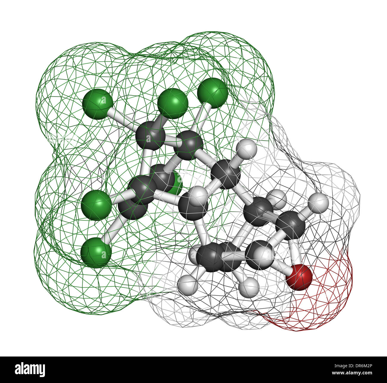 Dieldrin pesticide molecule. Insecticide that persists for very long ...