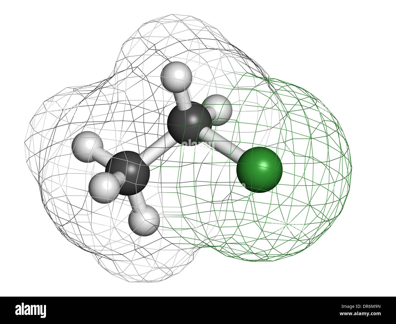 Chloroethane (ethylchloride) molecule. Used as mild topical anesthetic ...