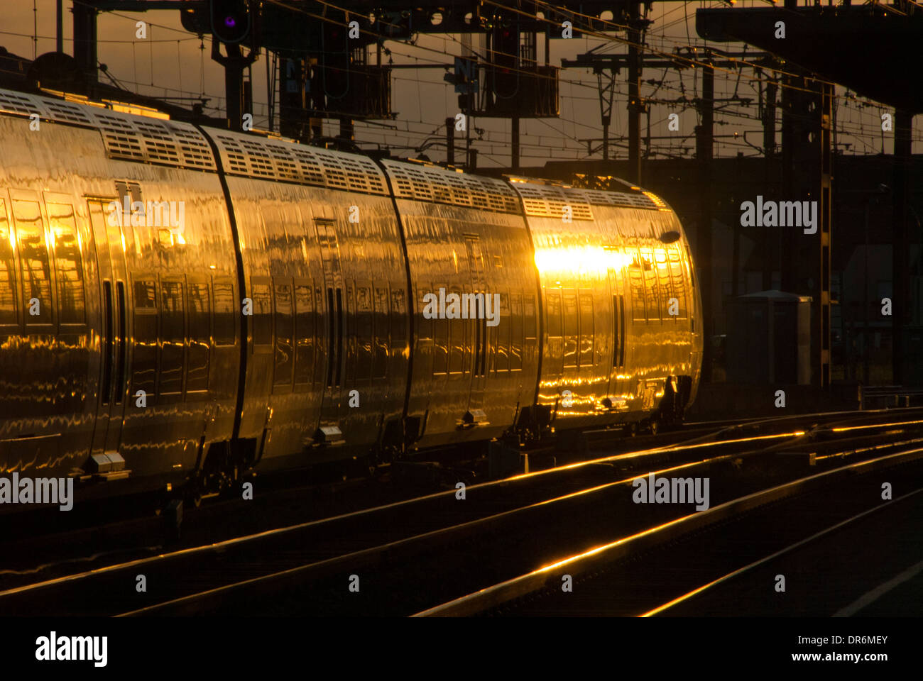 Sunlight reflected on train Stock Photo - Alamy