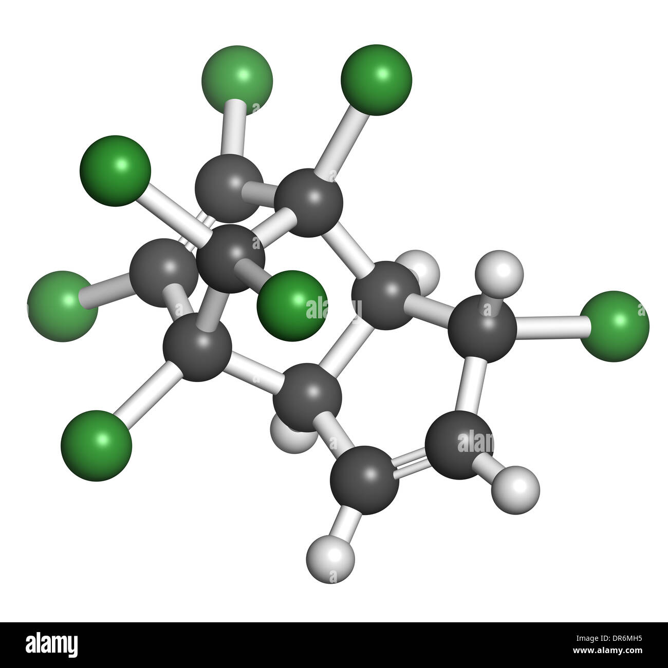 Heptachlor organochlorine pesticide molecule. Insecticide and known ...