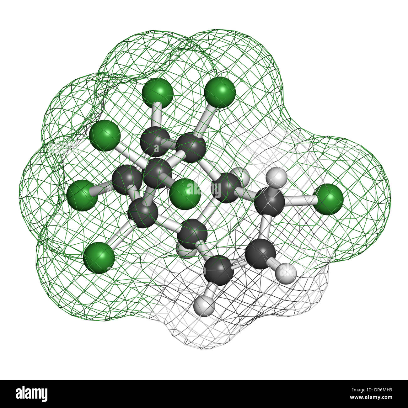 Heptachlor organochlorine pesticide molecule. Insecticide and known ...