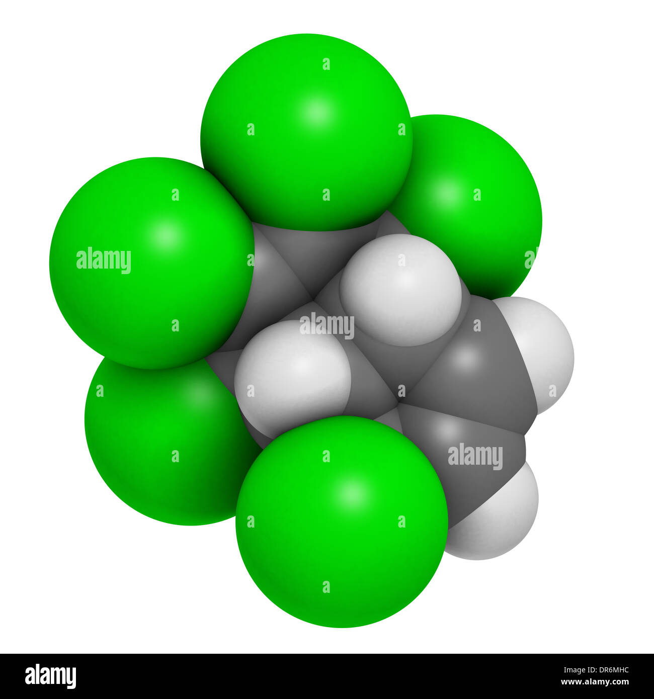 Heptachlor organochlorine pesticide molecule. Insecticide and known ...