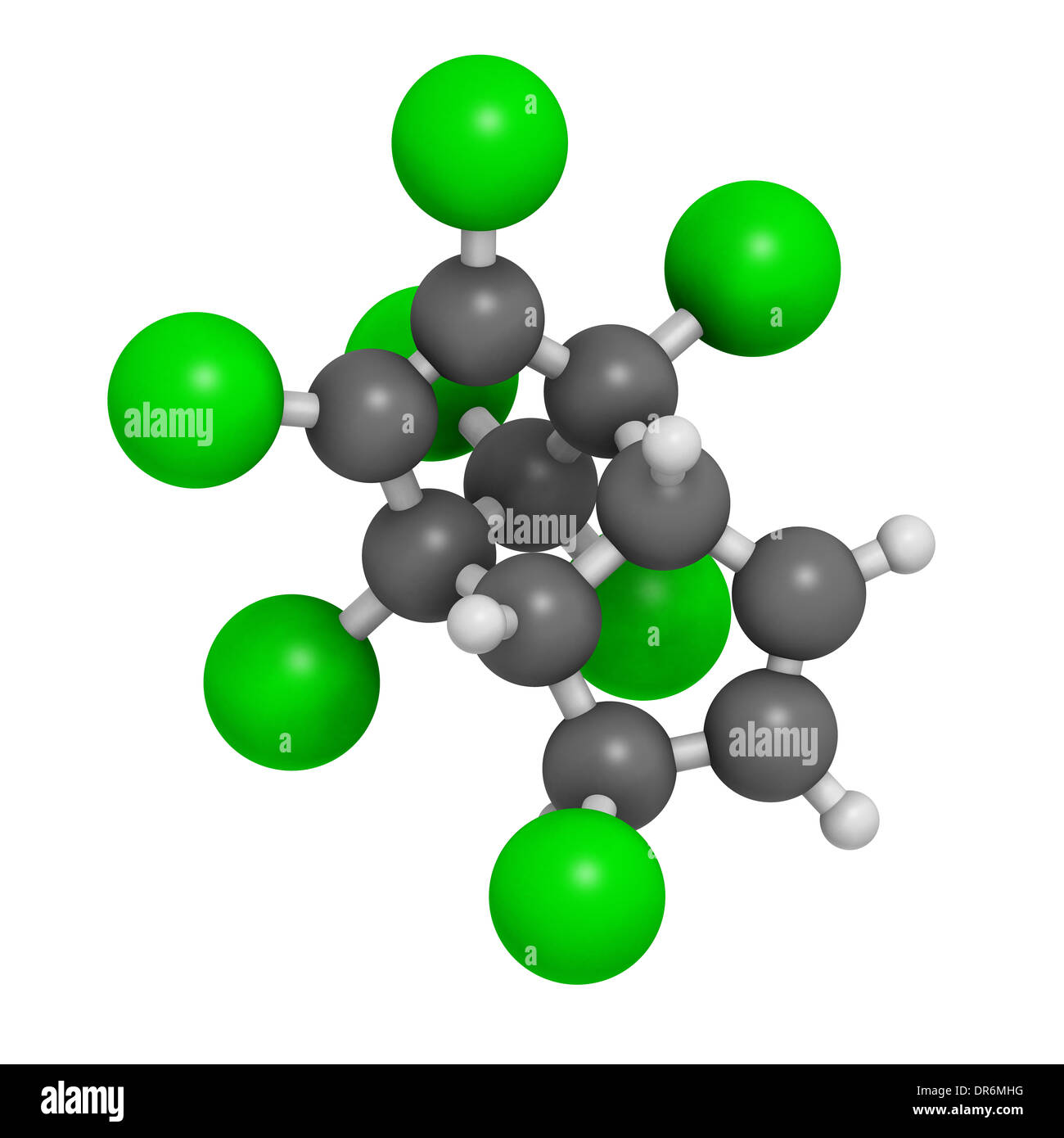 Heptachlor organochlorine pesticide molecule. Insecticide and known ...