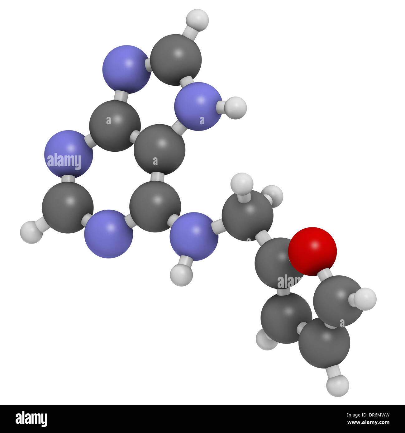 Kinetin (N6-furfuryladenine) plant hormone molecule. Promotes cell ...