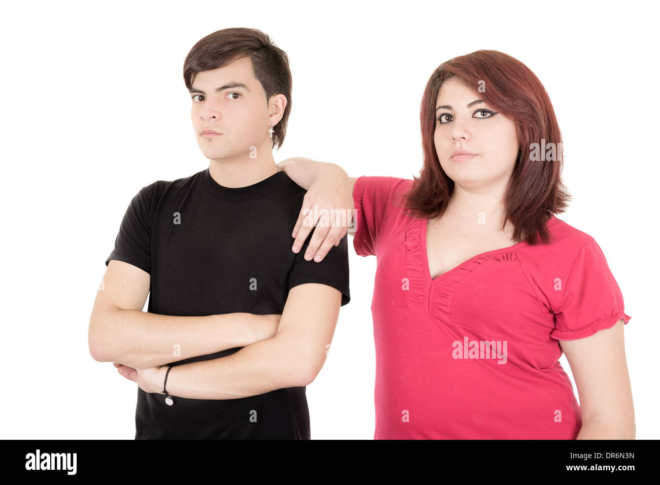 alternative fighting couple on white background Stock Photo - Alamy