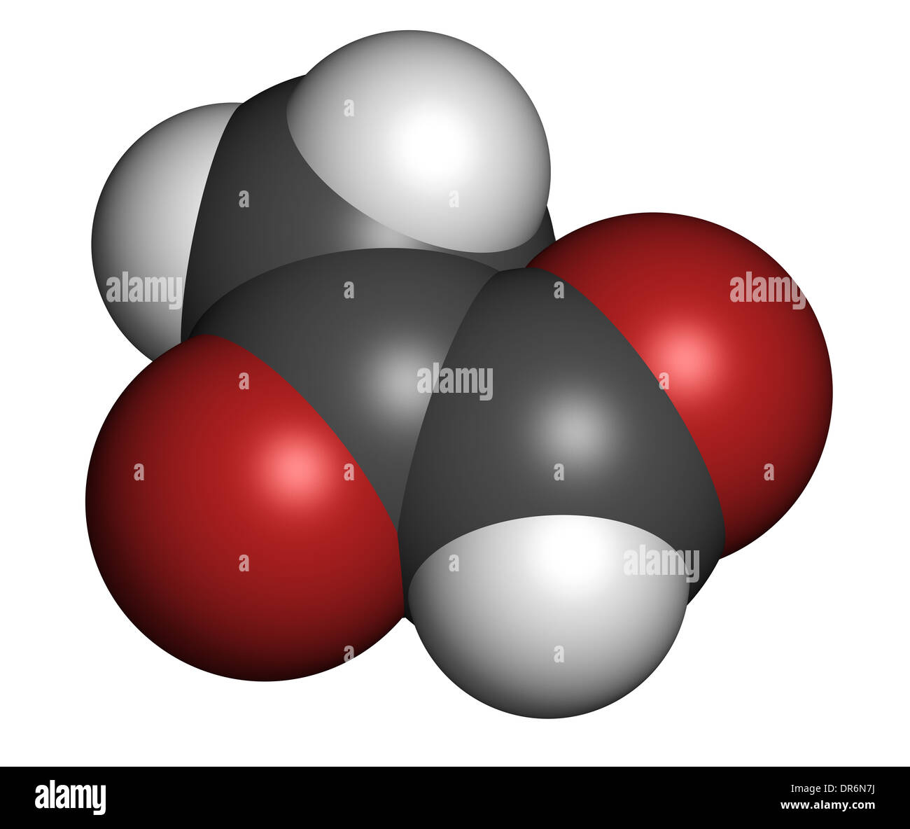 Methylglyoxal (pyruvaldehyde) molecule. Produced by glycolysis; is ...