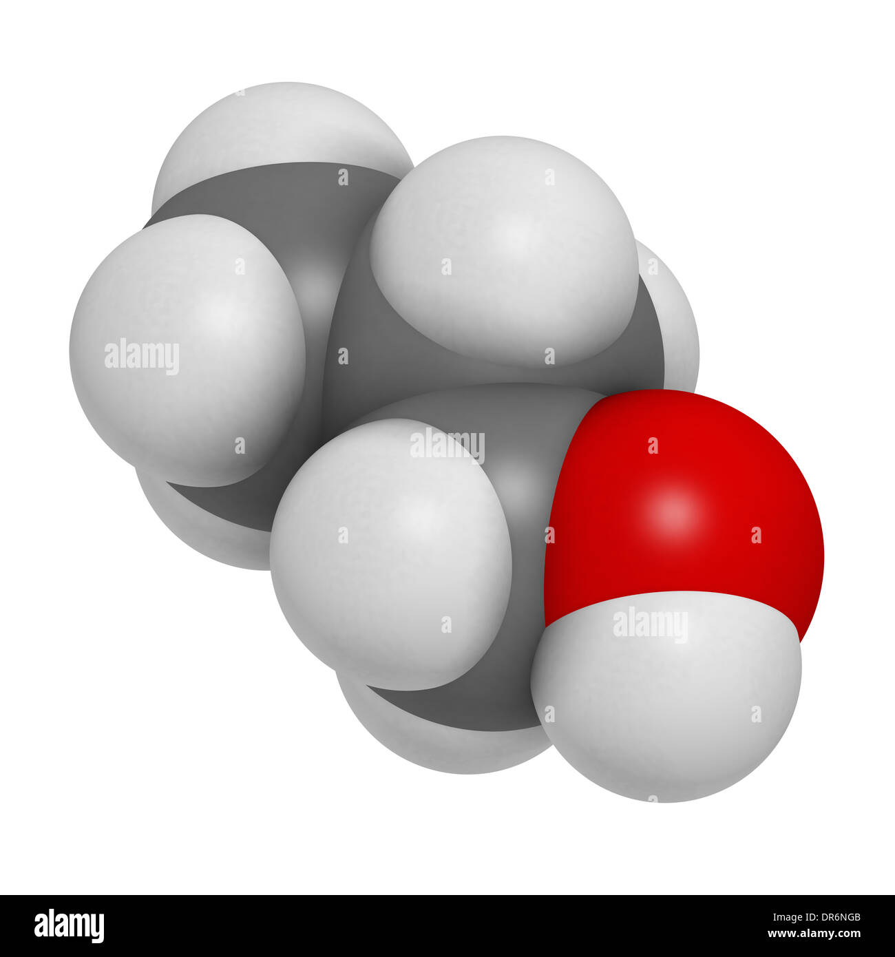 Propanol (n-propanol) solvent molecule. Atoms are represented as ...