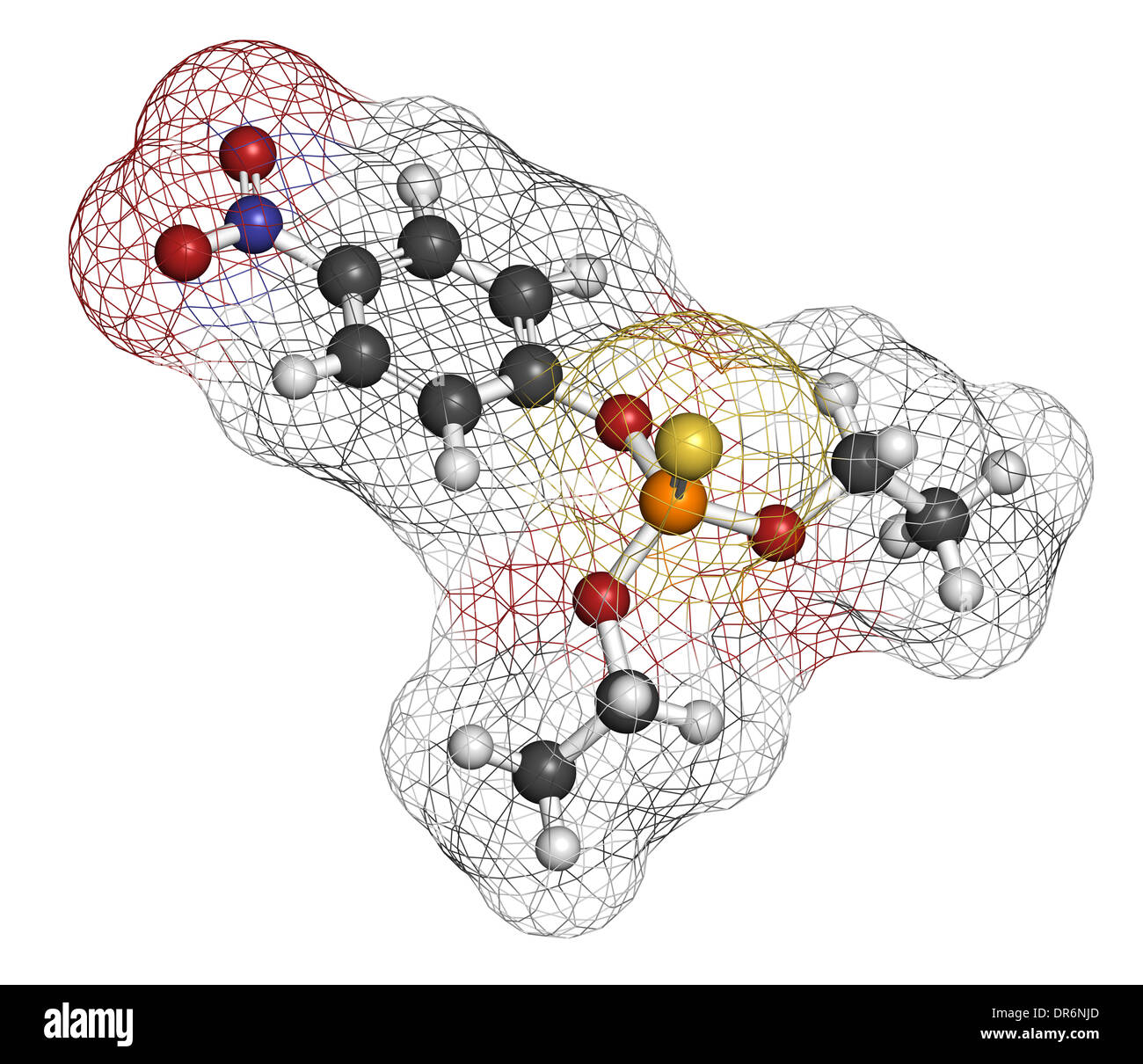 Parathion pesticide molecule. Organophosphate insecticide, has also ...