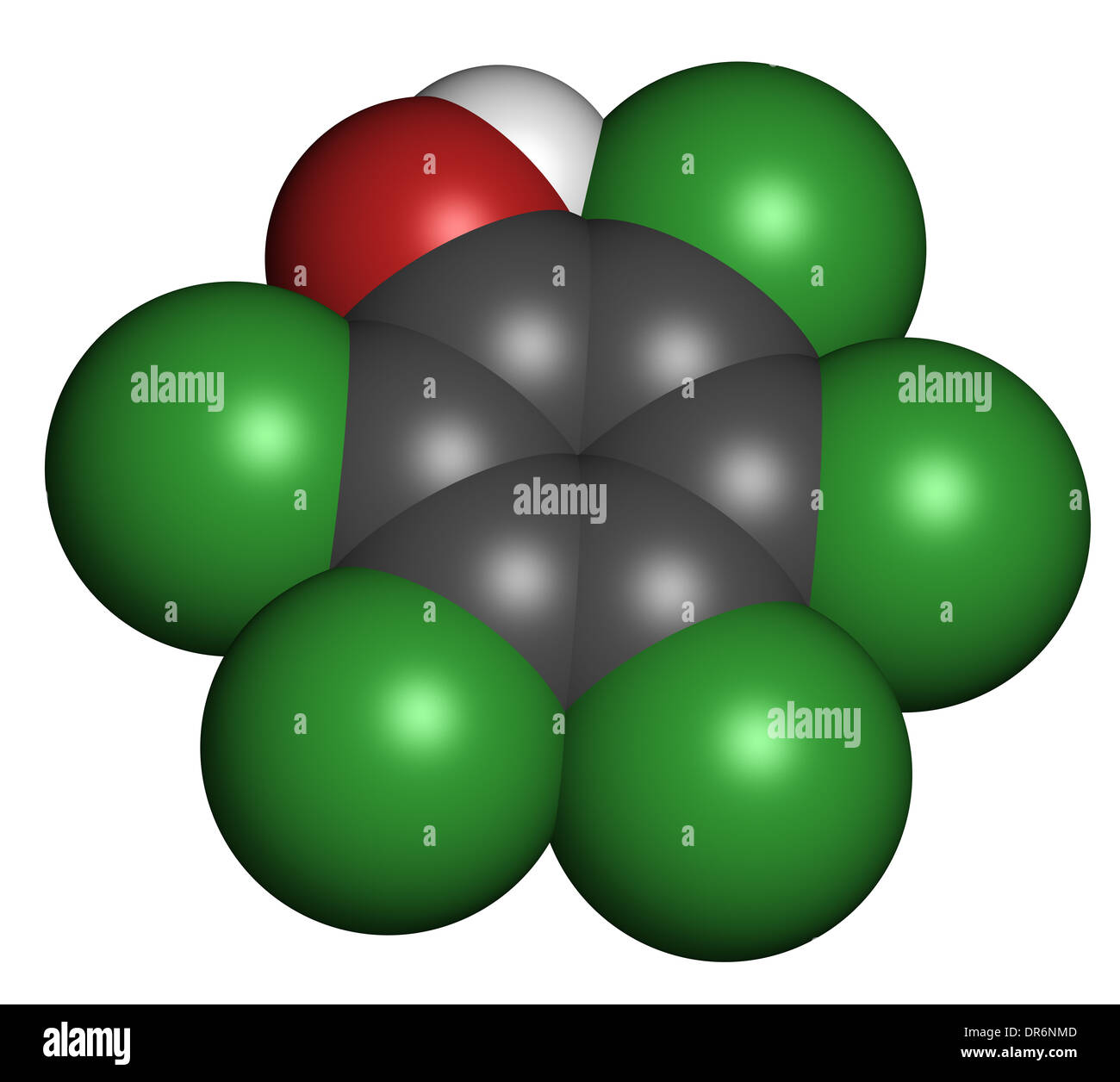 Pentachlorophenol (PCP) pesticide and disinfectant molecule. Often used ...