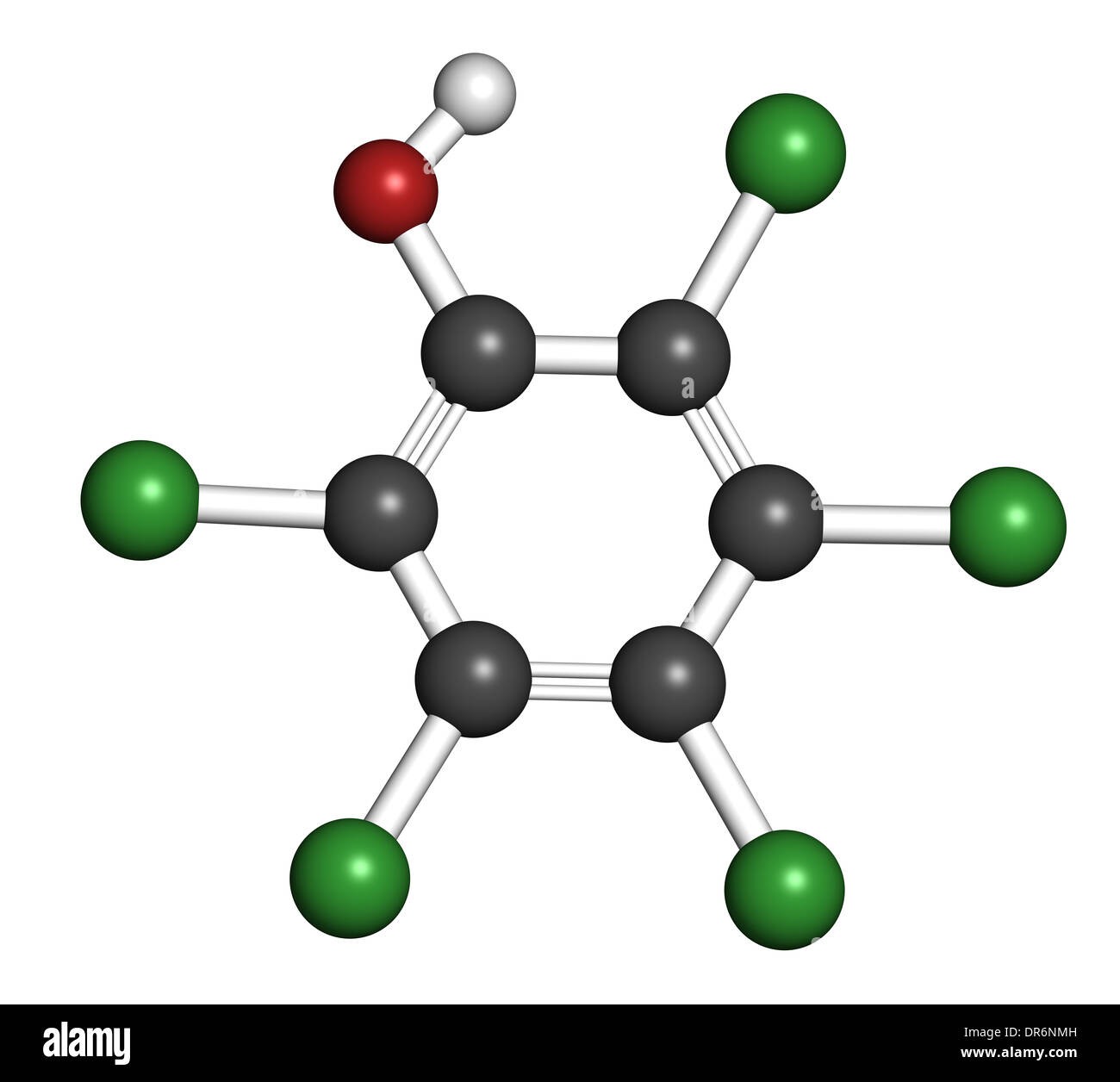Pentachlorophenol (PCP) pesticide and disinfectant molecule. Often used ...