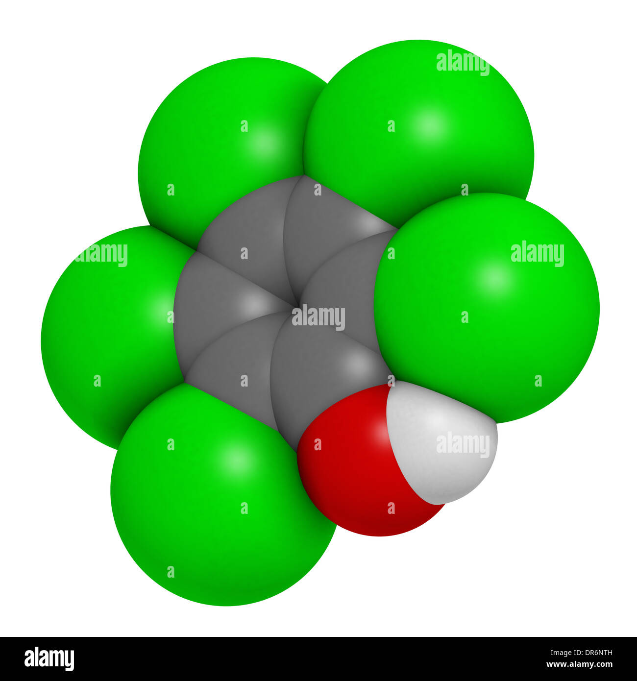 Pentachlorophenol (PCP) pesticide and disinfectant molecule. Often used ...