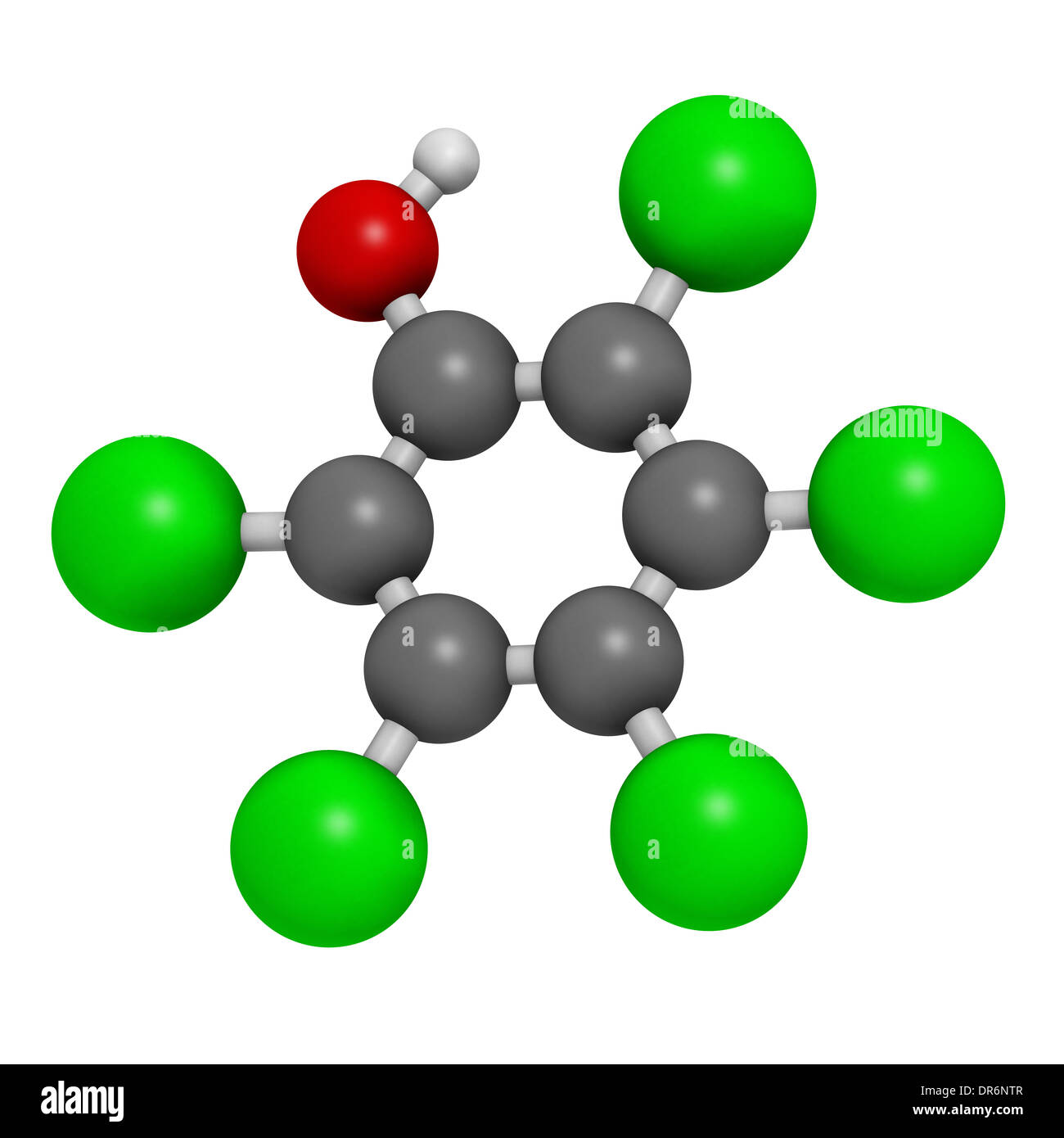 Pentachlorophenol (PCP) pesticide and disinfectant molecule. Often used ...