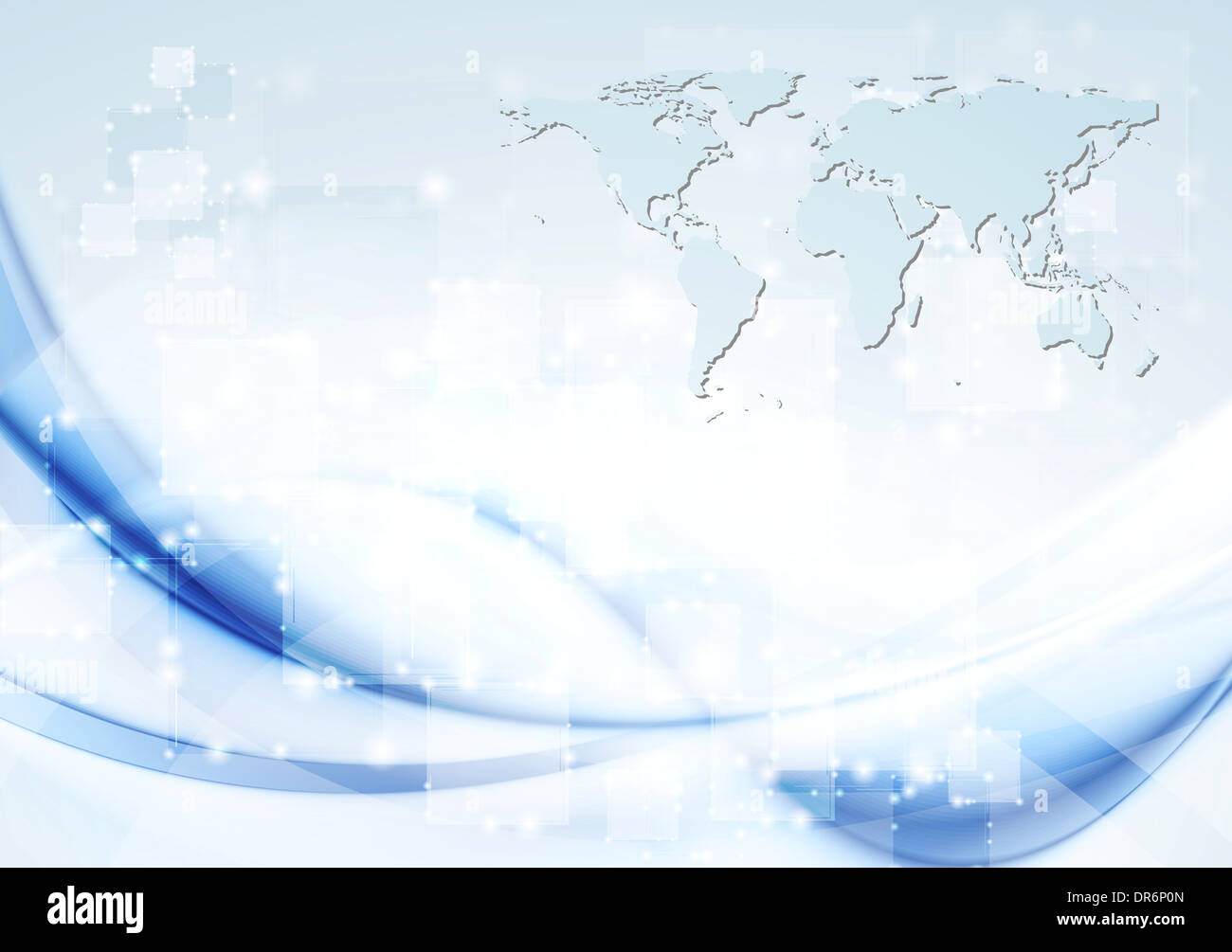 Abstract blue waves with world map. Vector design eps 10 Stock Photo ...