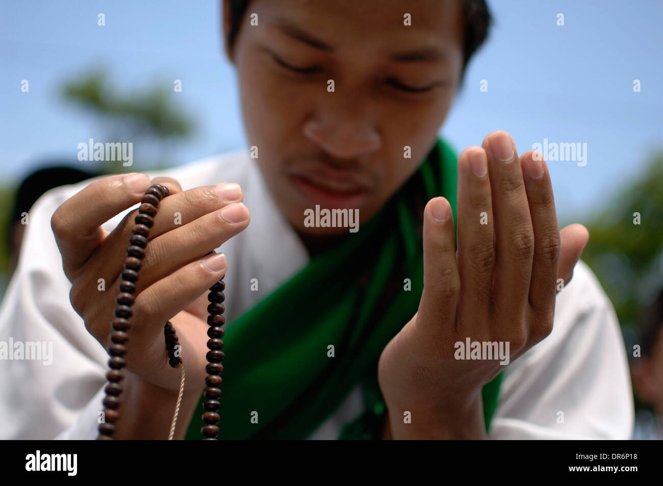 A student prayers in the islamic boarding school Lirboyo, Kediri, East ...