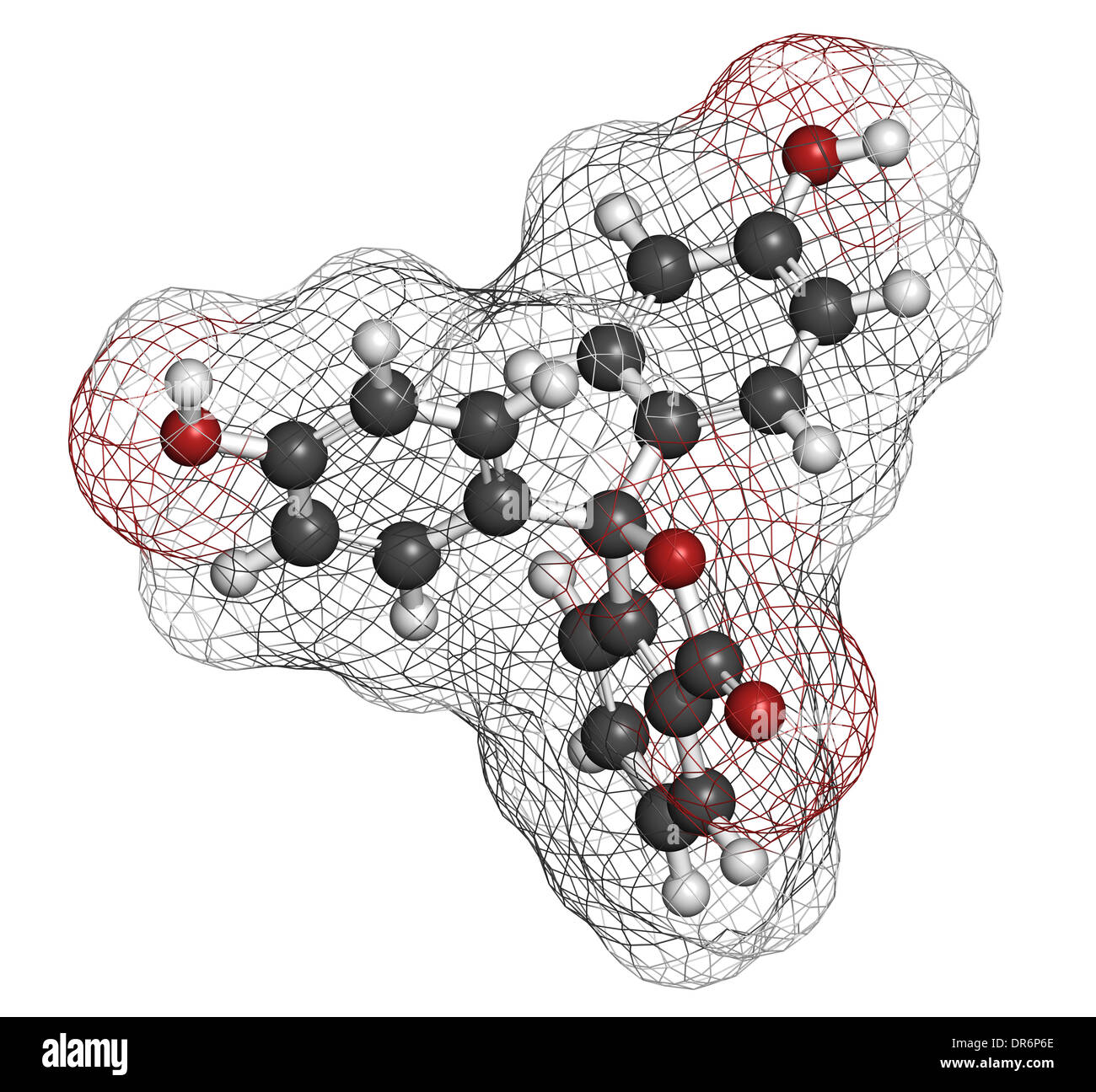 Phenolphthalein indicator molecule. Used in acid base titrations and as ...