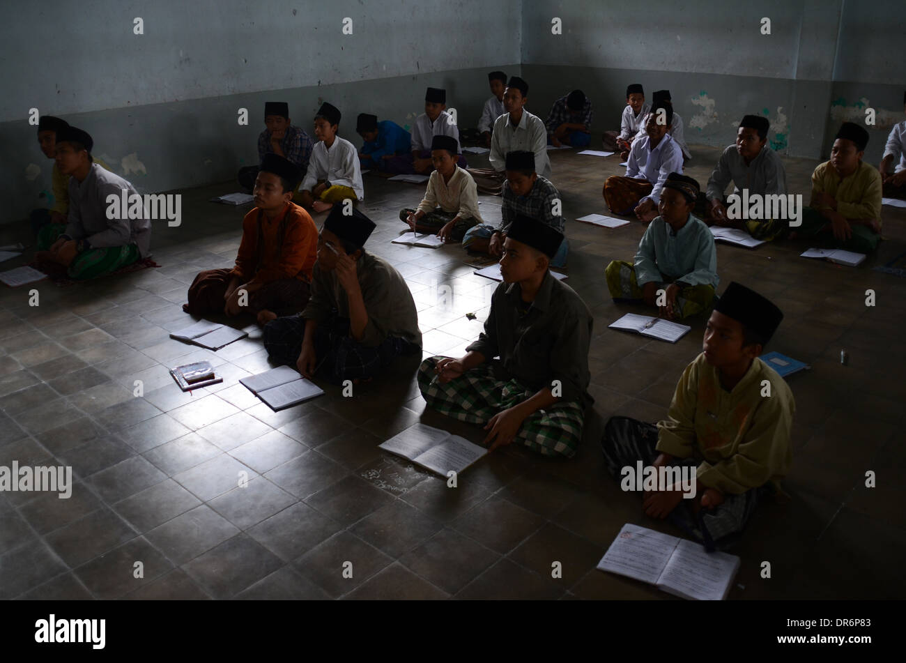 A number of students take the exam in the islamic boarding school ...