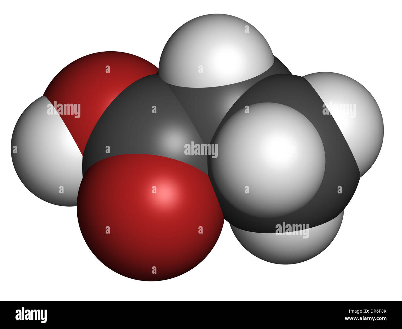 Propionic acid (propanoic acid) molecule. Used as preservative in food ...