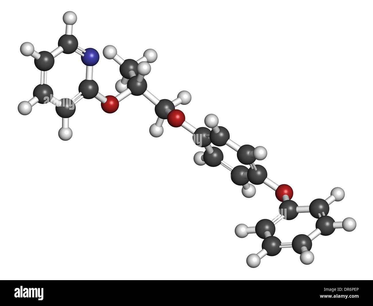 Pyriproxyfen pesticide molecule. Juvenile hormone analogue that ...