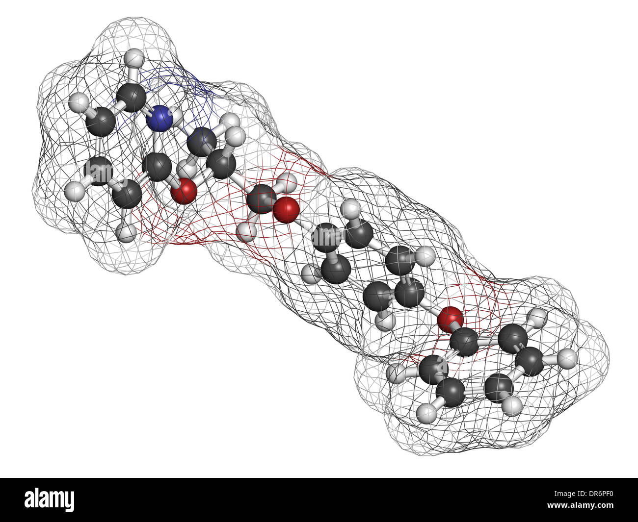 Pyriproxyfen pesticide molecule. Juvenile hormone analogue that ...