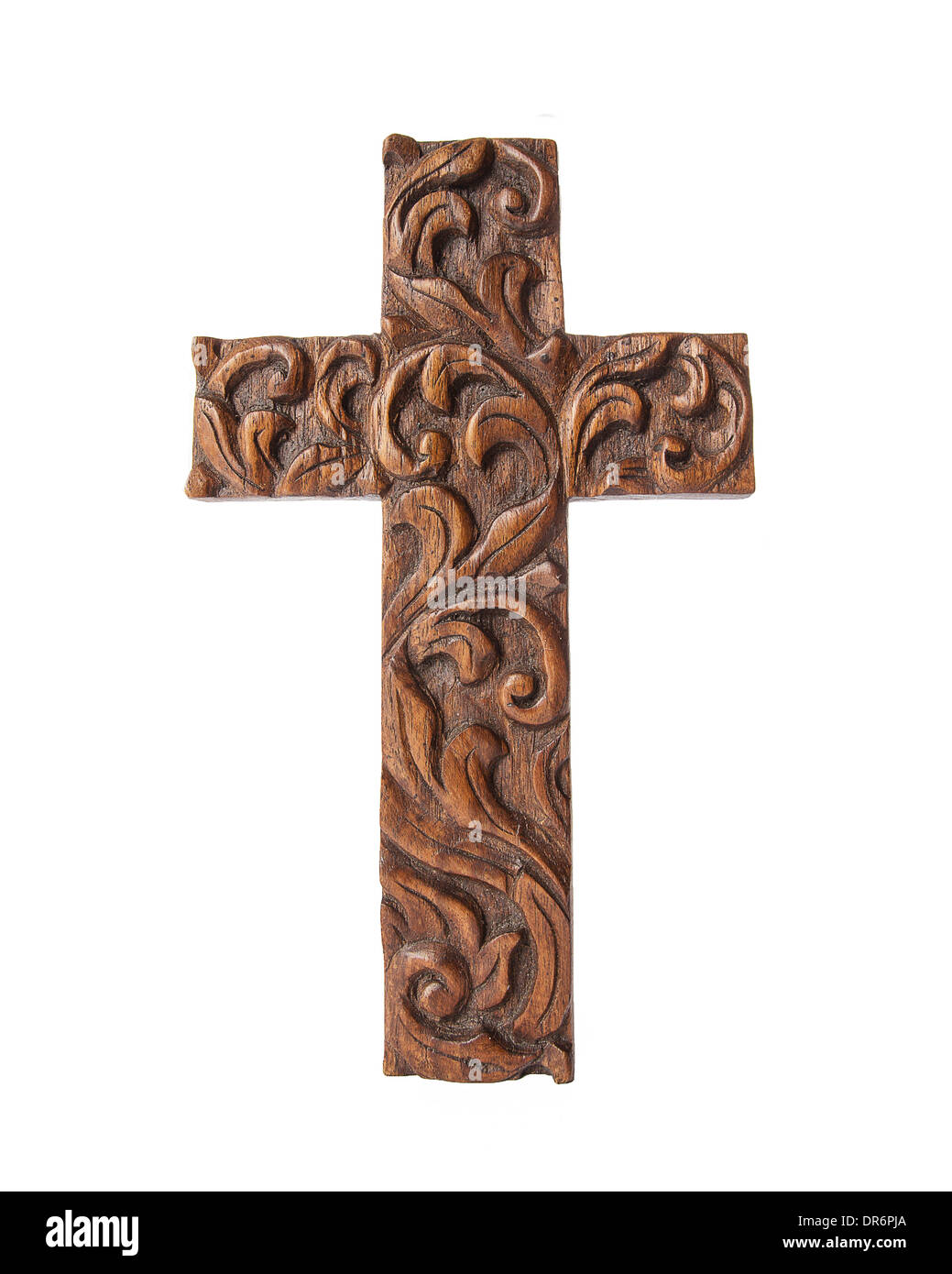 ornate, hand carved wooden cross on a white background Stock Photo - Alamy