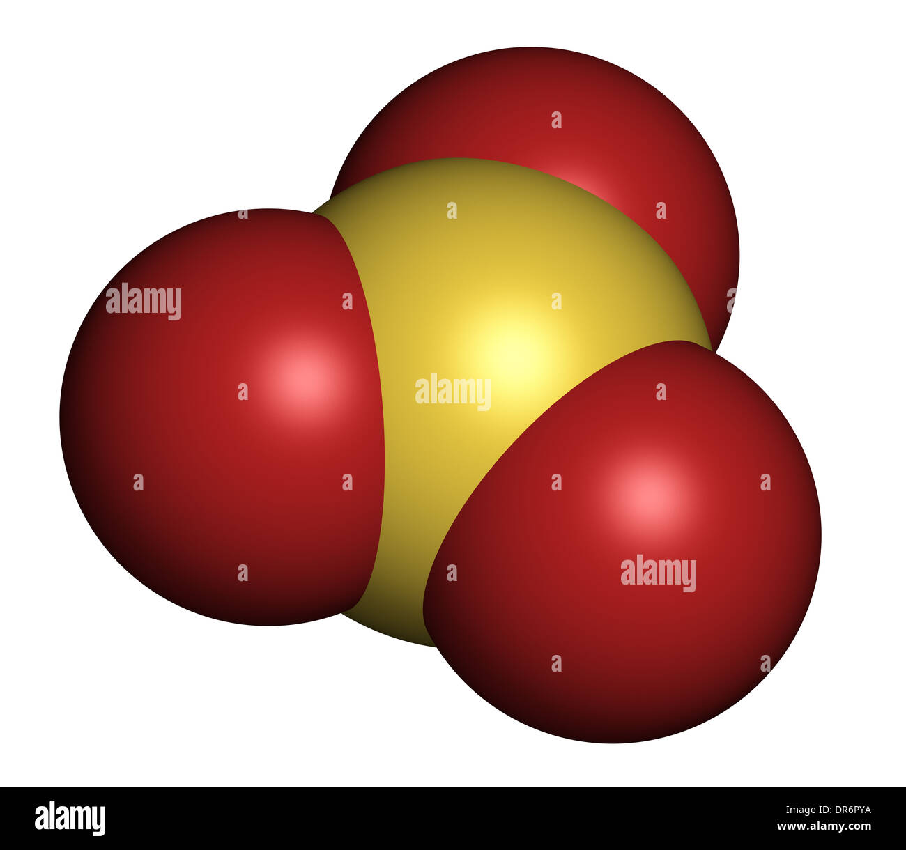 Sulfur trioxide pollutant molecule. Principal agent in acid rain. Atoms ...