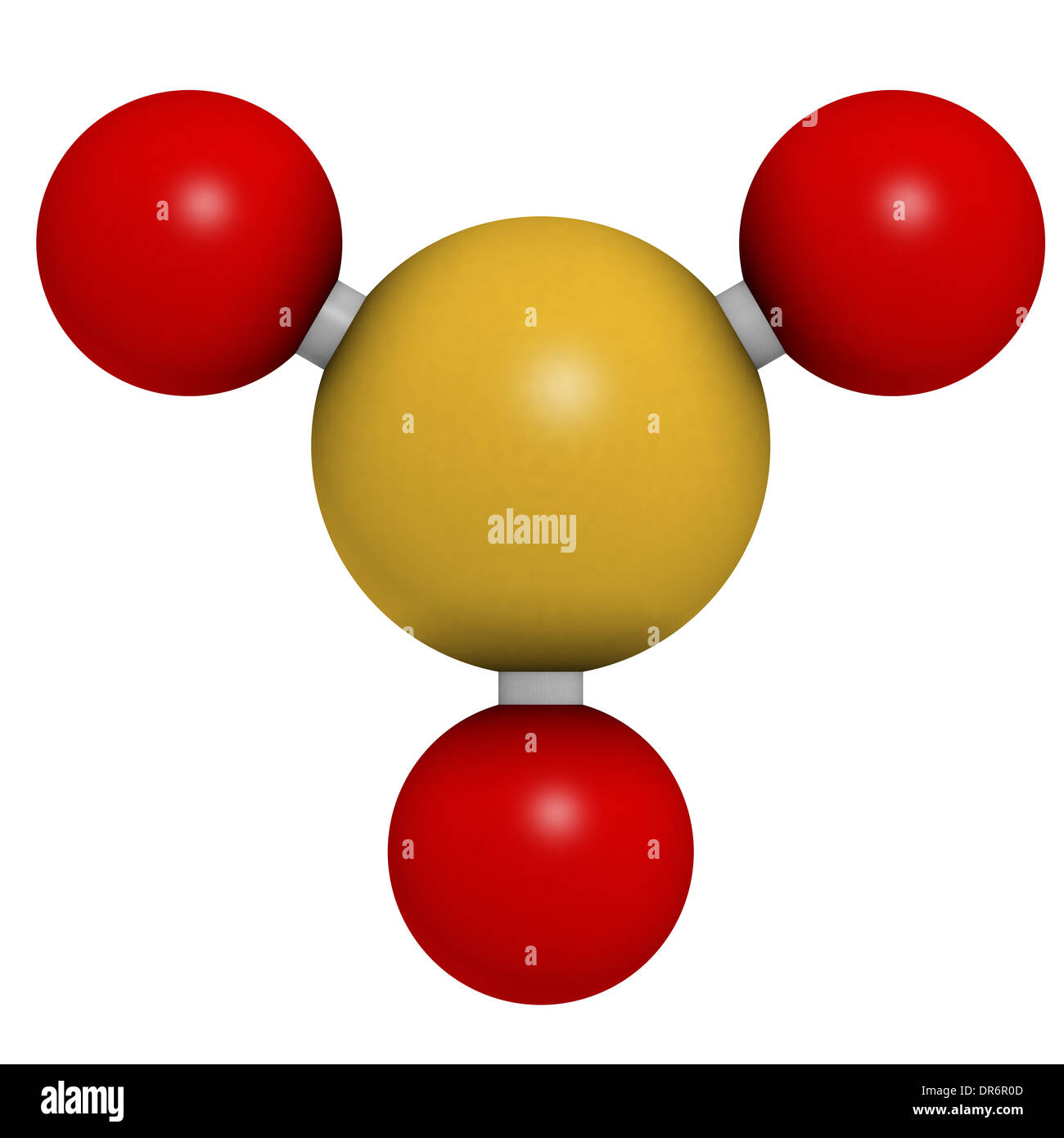 Sulfur trioxide pollutant molecule. Principal agent in acid rain. Atoms ...
