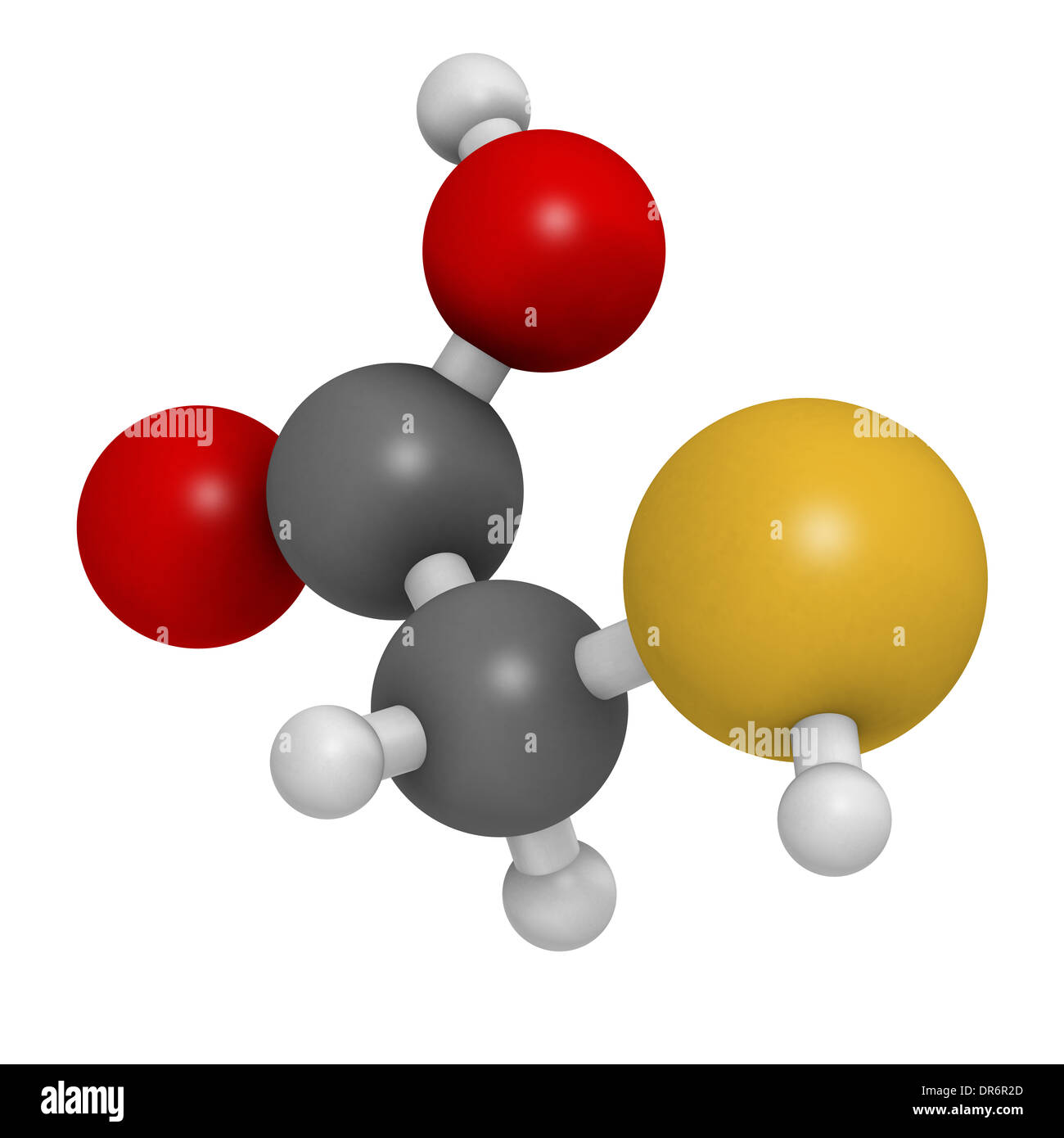 Thioglycolic acid (TGA) molecule. Used in chemical depilation and for ...