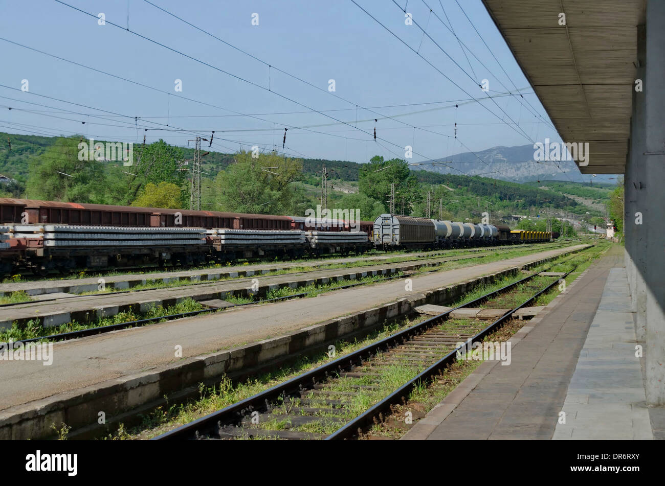 Old station of railway and view in perspective Stock Photo - Alamy