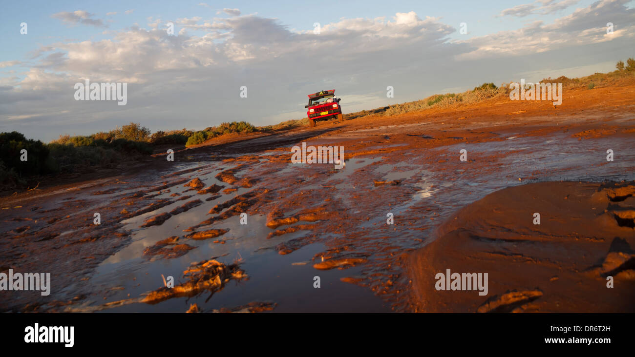 Australia, Western Australia, With the jeep in the outback Stock Photo ...