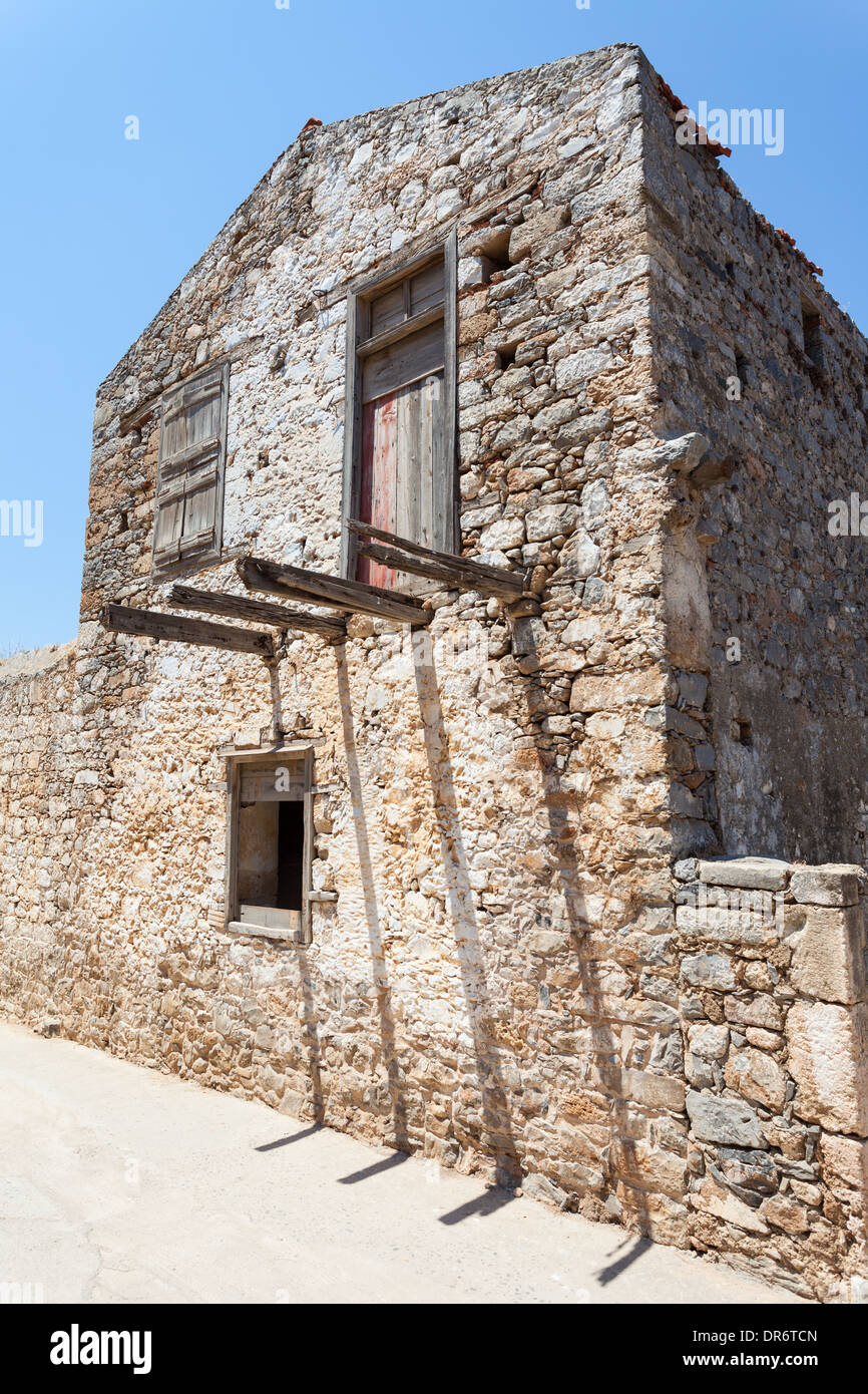 Ruins of the ancient leper colony of Spinalonga in Crete Island, Greece ...