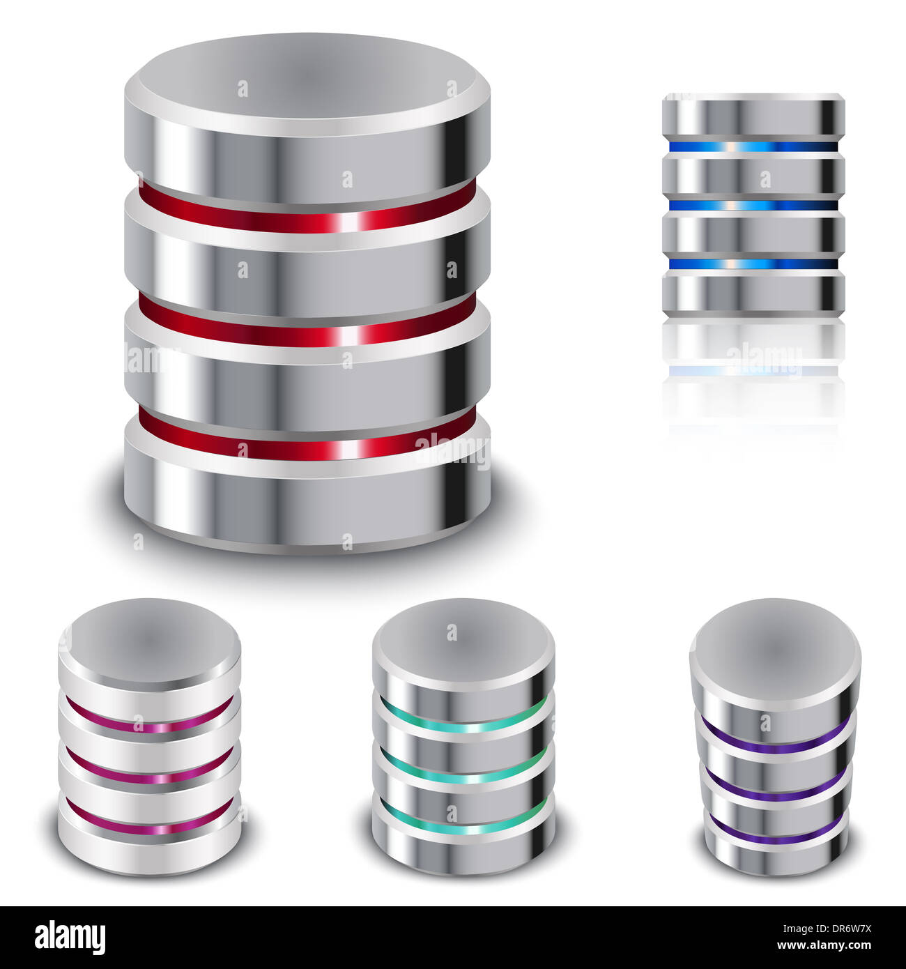 Set Database and Hard Disk Icon, isolated on white, vector illustration ...