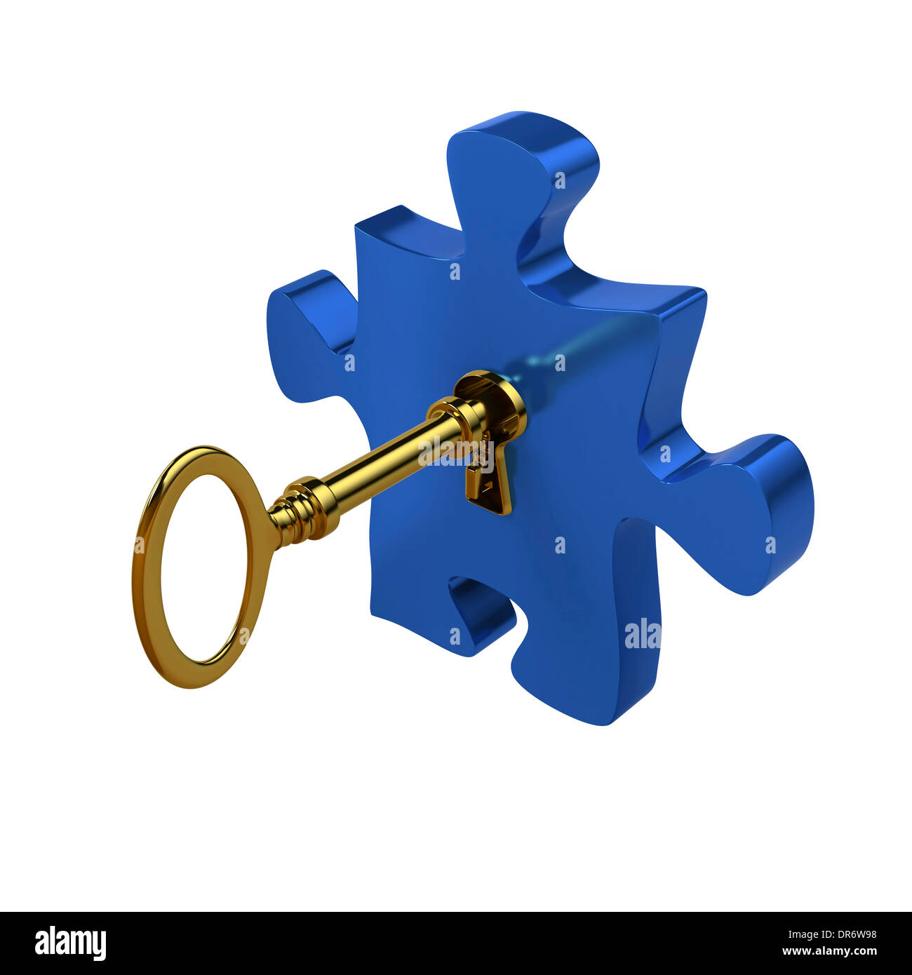 Jigsaw puzzle piece with key illustrating finding solutions Stock Photo ...
