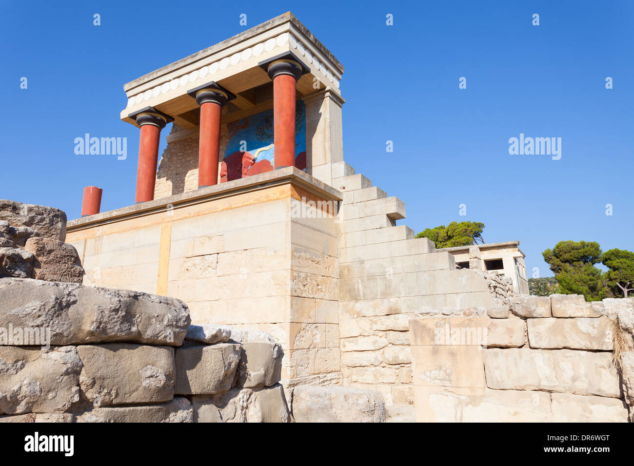 Remarkable North Entrance of the ancient Palace of Knossos in Crete ...