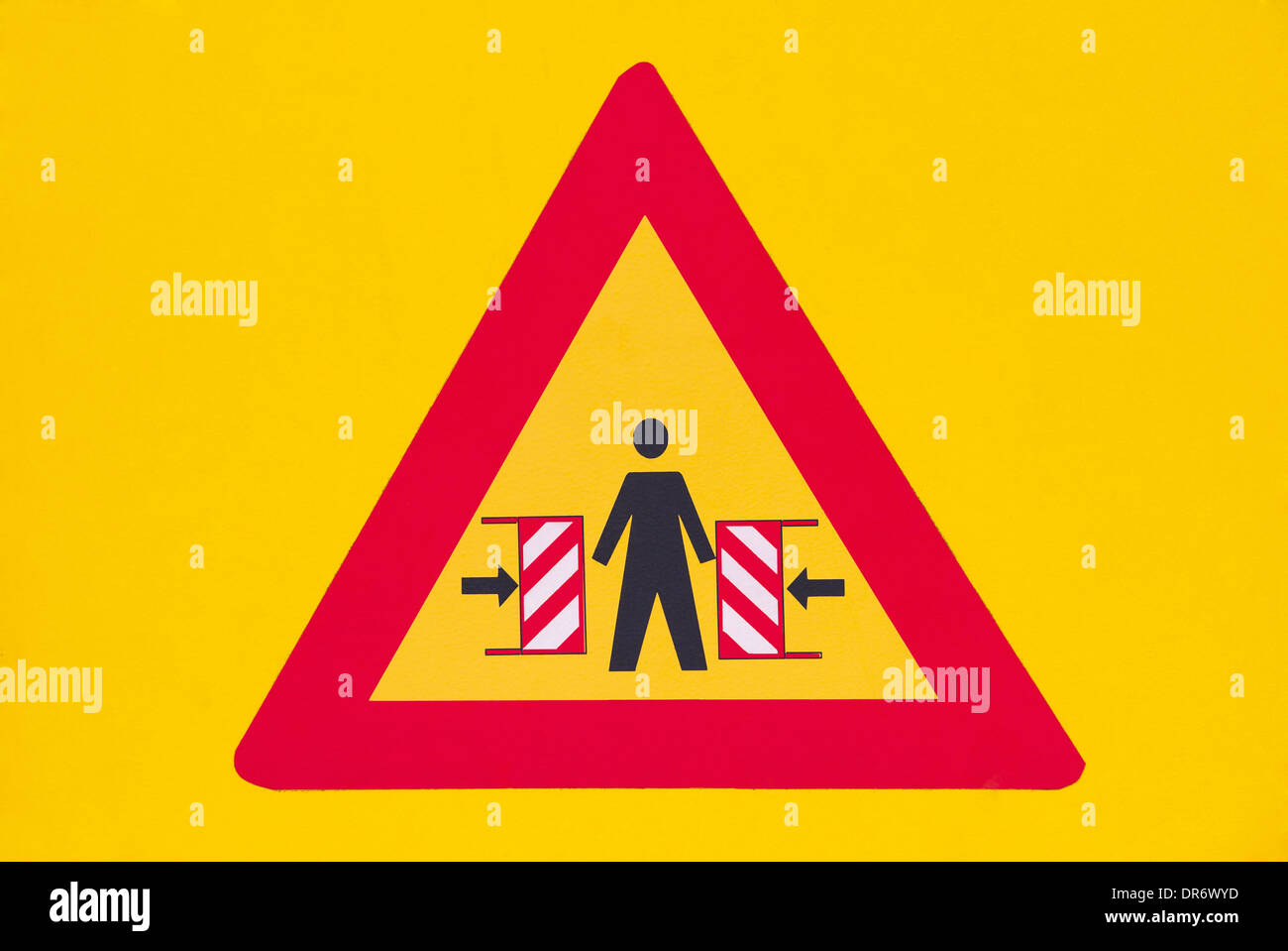 Germany, warning sign on yellow ground Stock Photo - Alamy