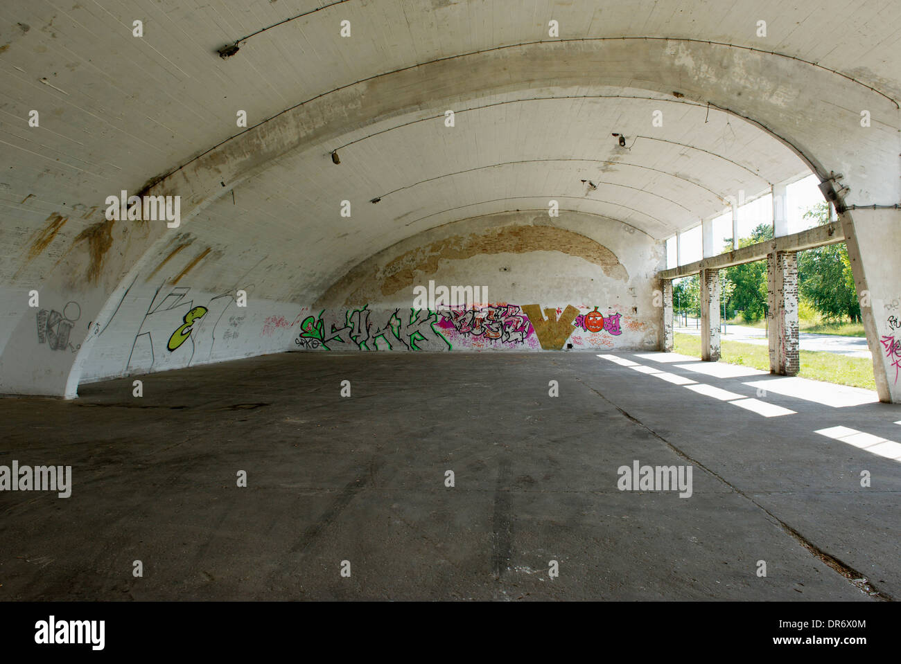 Germany, Brandenburg, Wustermark, Olympic village 1936, decaying hangar ...