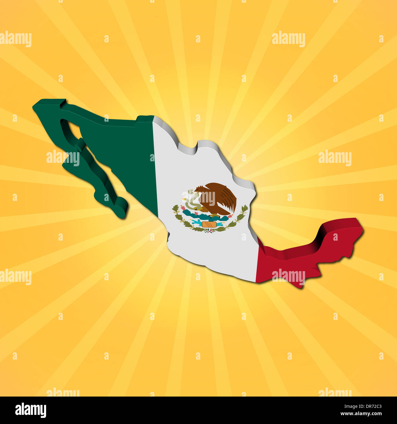 Mexico map flag on sunburst illustration Stock Photo - Alamy