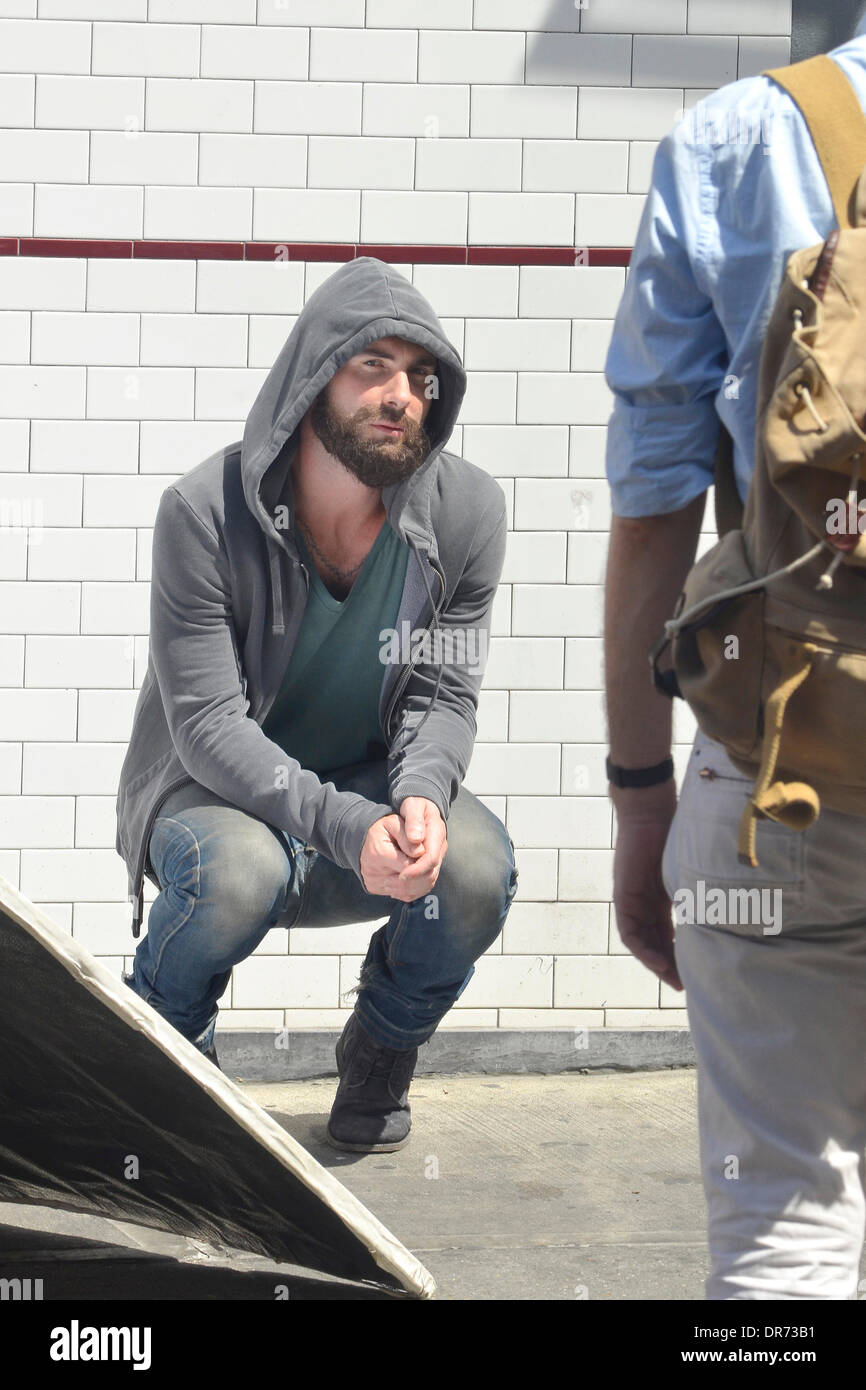 Adam Levine filming on the set of thenew movie 'Can A Song Save Your ...