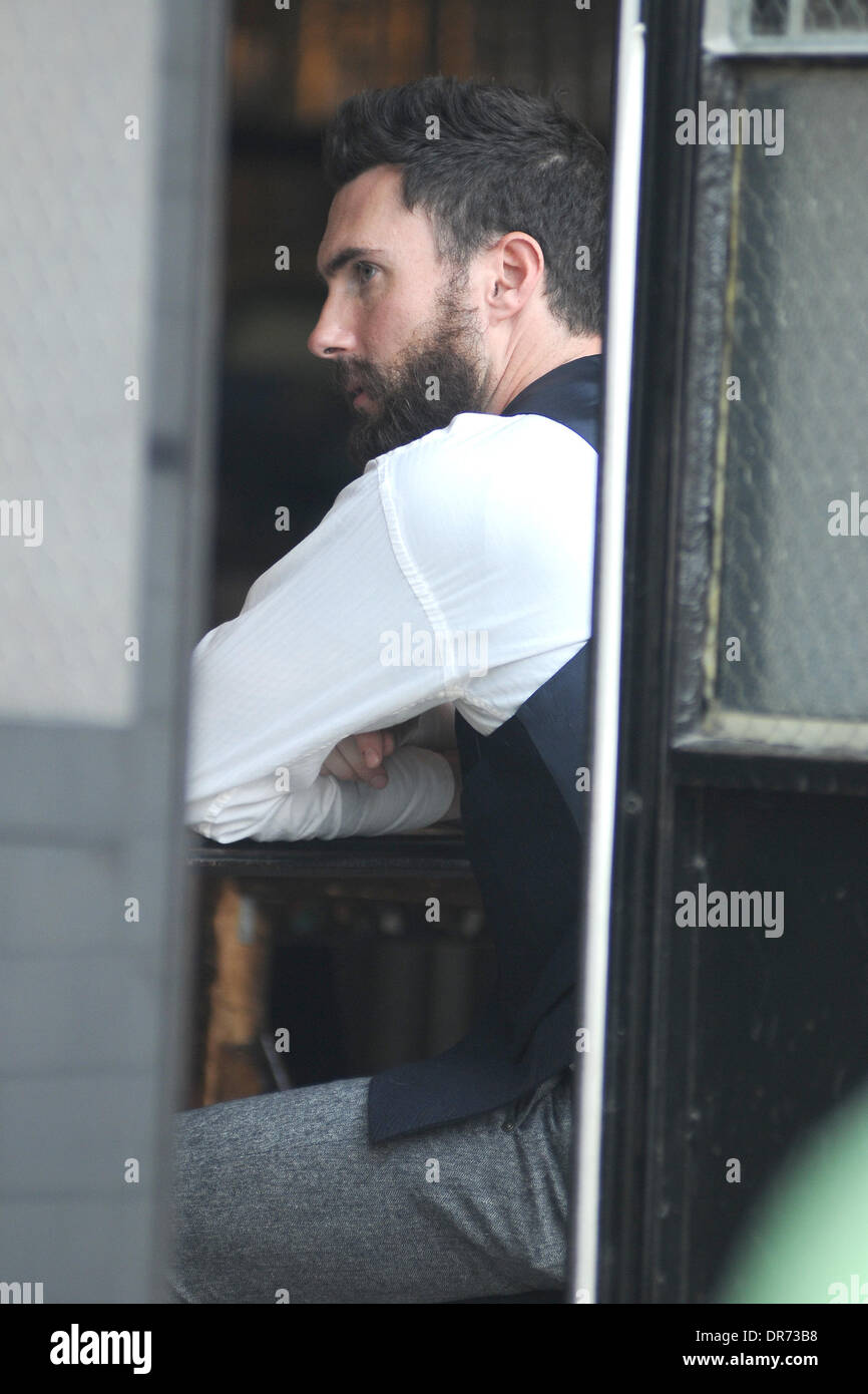 Adam Levine filming on the set of the new movie 'Can A Song Save Your ...