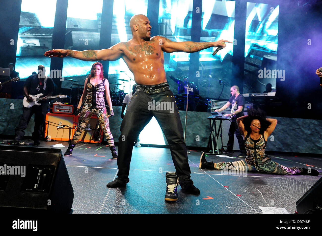 Flo Rida aka Tramar Dillard performs during the 'R You On The List' tour at Bank United Center ...