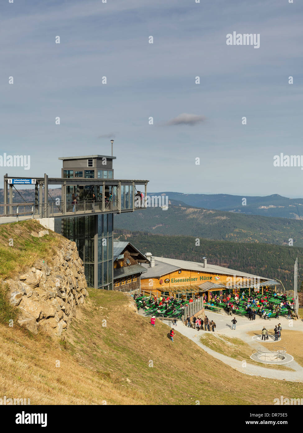 Germany, View of Great Arber highest peak of Bavarian Bohemian mountain ...
